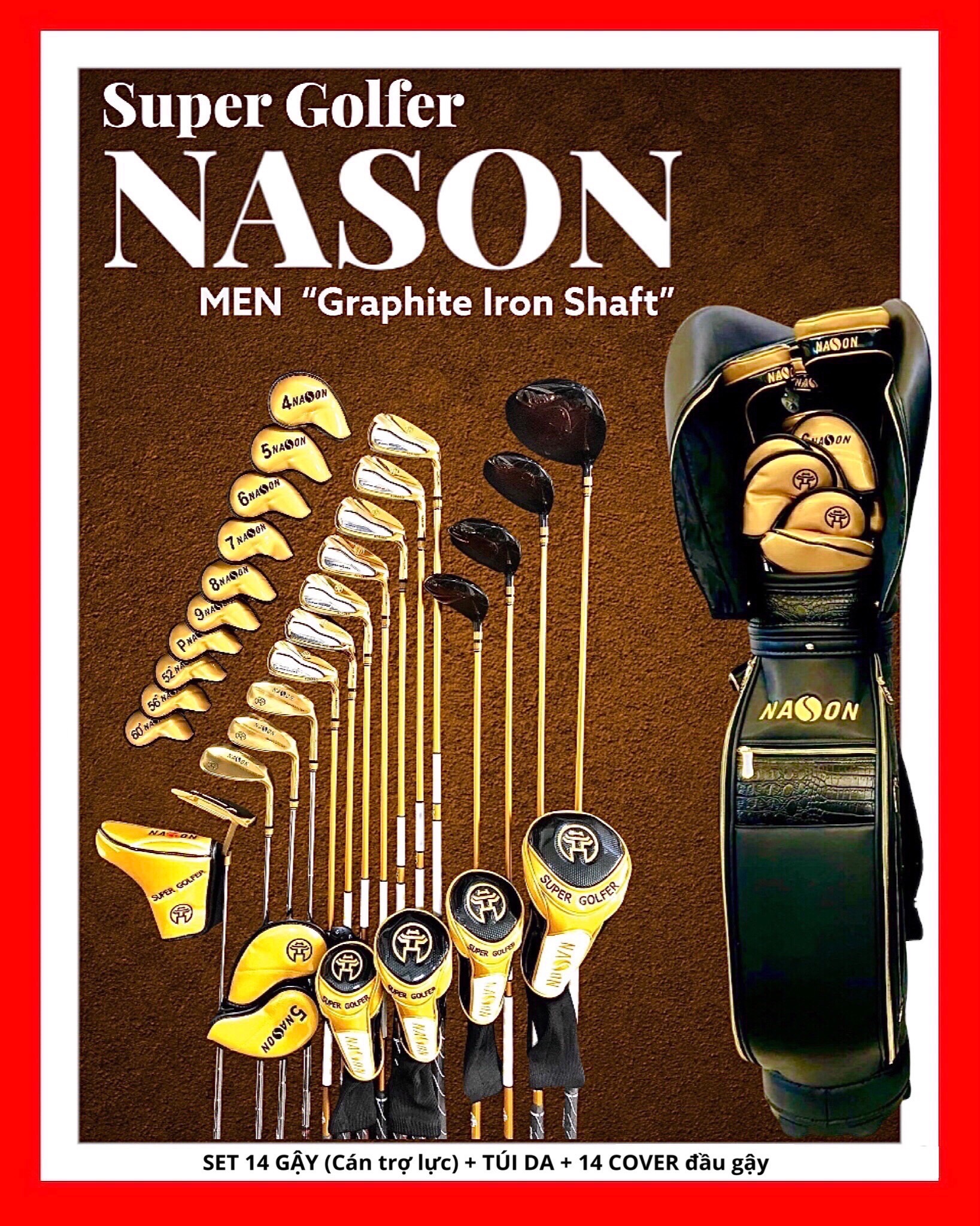 BỘ GẬY GOLF NAM Super SGS-01 (14 gậy + Túi da + Cover) | Nason